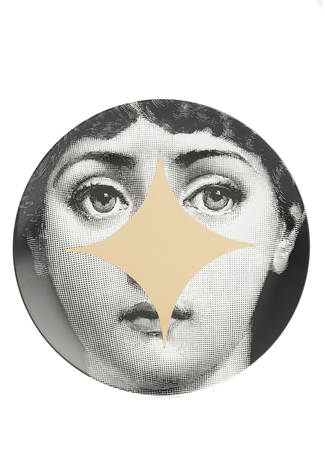 Fornasetti No 42 Yüz Baskılı Porselen Dekoratif Tabak Beyaz
