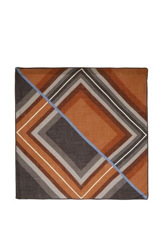 Pal Zileri Erkek Kahverengi Turuncu Desenli Yün Atkı EU