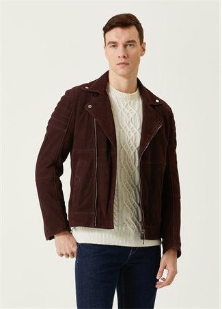 Pal Zileri Erkek Bordo Kelebek Yaka Deri Ceket Haki 50 IT Pal Zileri Erkek Bordo Kelebek Yaka Deri Ceket Haki 50 IT