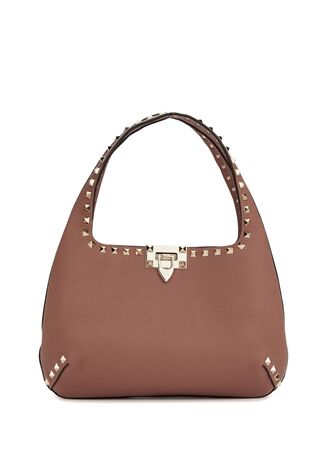 Valentino Garavani Kadın Pembe Logolu Deri Omuz Çantası Mor EU