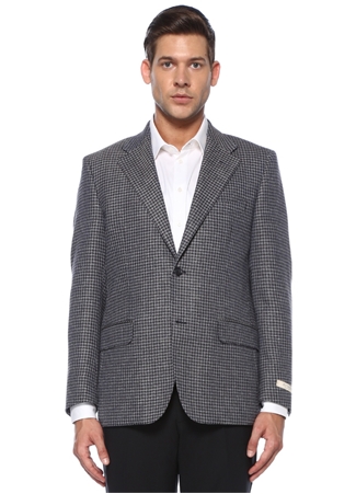 Beymen Collection Erkek Drop4 Kahverengi Kelebek Yaka Pötikareli Yün Ceket 54 IT