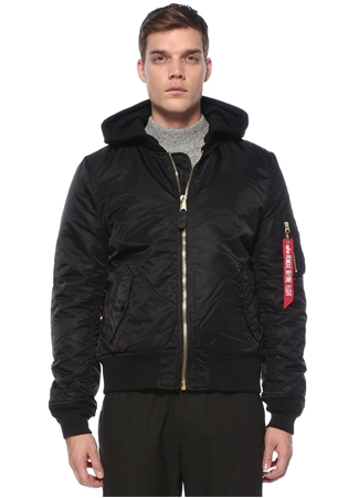 Alpha Industries Erkek Natus Siyah Kapüşonlu Logolu Mont S EU Alpha Industries Erkek Natus Siyah Kapüşonlu Logolu Mont S EU
