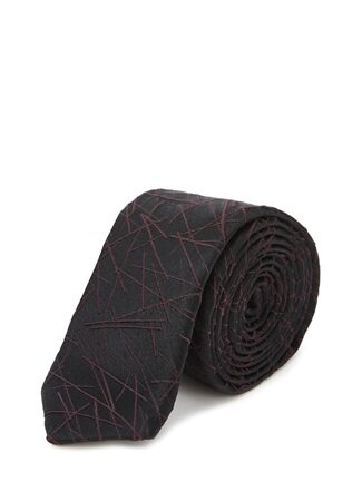 Palzileri Lab Erkek Siyah Mor Geometrik Desenli Kravat EU