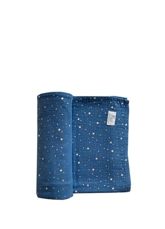 Minimou Kids Bebek Lacivert Varakli Yildiz Desen Muslin Mavi EU