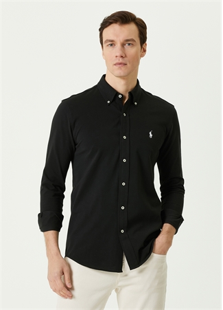 Polo Ralph Lauren Erkek Siyah Düğmeli Yaka Gömlek S EU