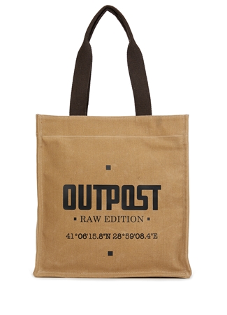 Outpost Erkek Raw Hardal Logo Baskılı Alışveriş Çantası Sarı EU