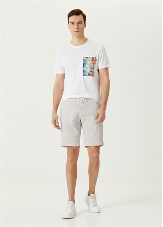 Network Erkek Kahverengi Çizgili Şort 46 EU