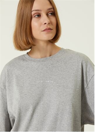 Les Benjamins Kadın Oversize Gri T-shirt L EU