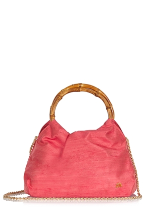 Jimba Kadın Juliette Pembe Bambu Kulplu İpek Omuz Çantas Eu Jimba Kadın Juliette Pembe Bambu Kulplu İpek Omuz Çantas Eu