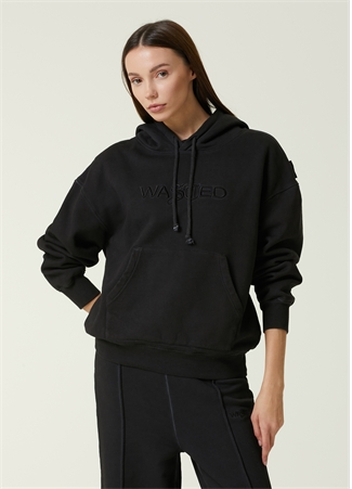Wasted Kadın Siyah Kapüşonlu Logo Nakışlı Sweatshirt S EU Wasted Kadın Siyah Kapüşonlu Logo Nakışlı Sweatshirt S EU