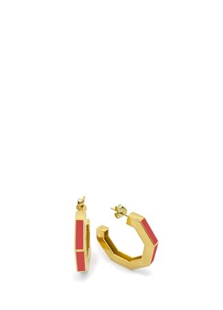 Juliette Kadın Lynda Mercan Sekizgen Altın Rengi Kaplama Küpe Kırmızı EU