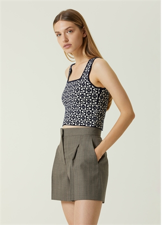 Sandro Kadın Lacivert Beyaz Kare Yaka Kolsuz Triko 0 US Sandro Kadın Lacivert Beyaz Kare Yaka Kolsuz Triko 0 US