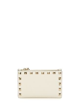 Valentino Garavani Kadın Rockstud Beyaz Deri Cüzdan EU Valentino Garavani Kadın Rockstud Beyaz Deri Cüzdan EU