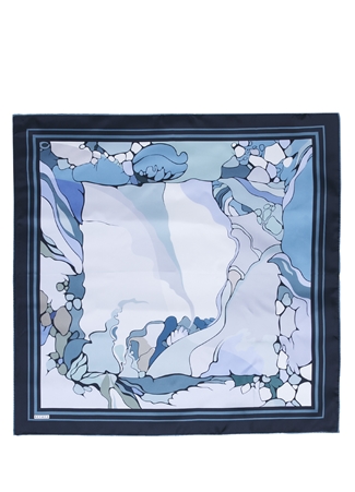 Beymen Kadın Mavi Desenli 90x90 cm Twill İpek Eşarp EU Beymen Kadın Mavi Desenli 90x90 cm Twill İpek Eşarp EU