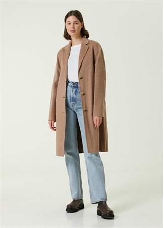 Acne Studios Kadın Camel Kelebek Yaka Yün Kaban Kahverengi 38 FR Acne Studios Kadın Camel Kelebek Yaka Yün Kaban Kahverengi 38 FR
