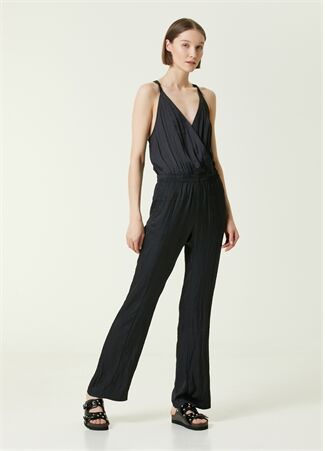 Zadig&Voltaire Kadın Siyah V Yaka Askılı Tulum XS EU