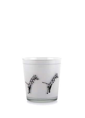 Act of Acrract Beyaz Çita Baskılı 12 cm Cam Mumluk Act of Acrract Beyaz Çita Baskılı 12 cm Cam Mumluk