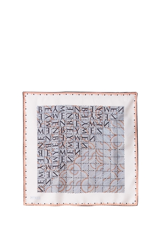 Beymen Kadın Pembe Spiral Logo Desenli Twill İpek Fular Gri EU
