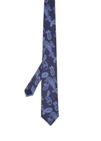 Beymen Collection Erkek Lacivert Şal Desenli İpek Kravat EU IT