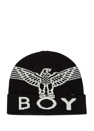 Boy London Erkek Siyah Logo Jakarlı Bere EU