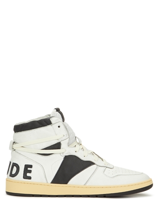 Rhude Erkek Beyaz Siyah Logolu Deri Sneaker 0 UK Rhude Erkek Beyaz Siyah Logolu Deri Sneaker 0 UK