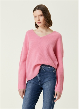 Maje Kadın Pembe V Yaka Kaşmir Kazak 0 Us