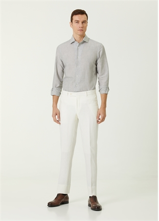 Pal Zileri Erkek Beyaz Dar Paça Keten Pantolon 52 IT Pal Zileri Erkek Beyaz Dar Paça Keten Pantolon 52 IT