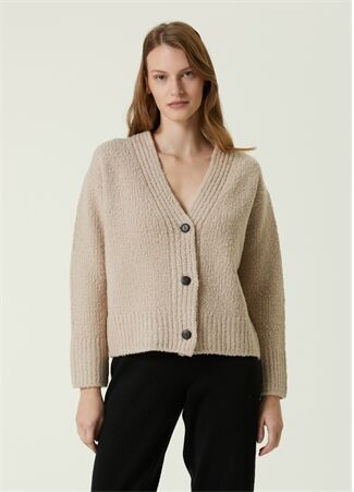 Vince Kadın Krem Çizgi Dokulu Yün Hırka Bej S EU Vince Kadın Krem Çizgi Dokulu Yün Hırka Bej S EU