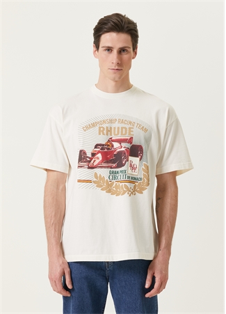 Rhude Erkek Beyaz Figür Baskılı Logolu T-shirt S Eu Rhude Erkek Beyaz Figür Baskılı Logolu T-shirt S Eu