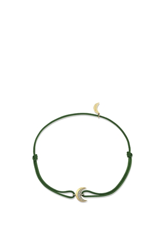 Mevaris Kadın High Moon Yeşil Ay Detaylı Altın Rengi İp Bileklik EU