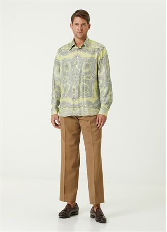 Etro Erkek Kahverengi Çift Pilili Yün Pantolon 48 IT