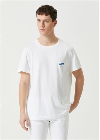 Knt Erkek Beyaz Logo Detaylı T-shirt L EU