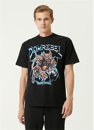 Domrebel Erkek Canine Siyah Figür Baskılı T-shirt XS EU