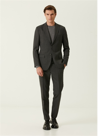 Network Erkek Drop 6 Slim Fit Gri Çizgili Yün Takım 48-6N EU Network Erkek Drop 6 Slim Fit Gri Çizgili Yün Takım 48-6N EU