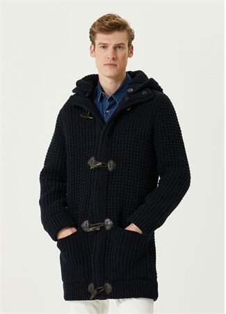 Beymen Collection Erkek Lacivert Kapüşonlu Yün Hırka S EU