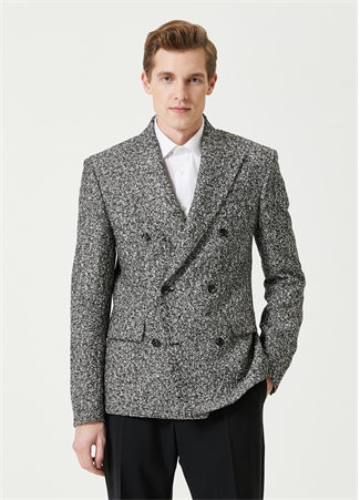 Amiri Erkek Gri Yün Tweed Ceket 50 IT Amiri Erkek Gri Yün Tweed Ceket 50 IT