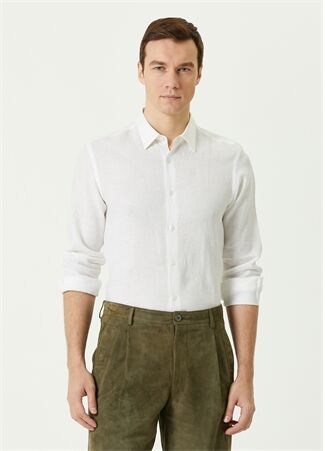 Pal Zileri Erkek Beyaz Keten Gömlek 40 IT