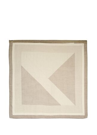 Pal Zileri Erkek Bej Geometrik Desenli Atkı Kahverengi EU