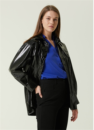 Beymen Club Kadın Siyah Çift Cepli Rugan Gömlek XS Beymen Club Kadın Siyah Çift Cepli Rugan Gömlek XS