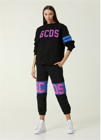 Gcds Kadın Siyah Logo Baskılı Eşofman Altı XS EU