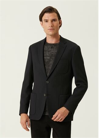 Network Erkek Slim Fit Siyah Dokulu Ceket 48-6N EU