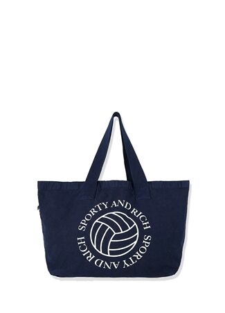 Sporty & Rich Kadın Lacivert Logolu Alışveriş Çantası EU Sporty & Rich Kadın Lacivert Logolu Alışveriş Çantası EU