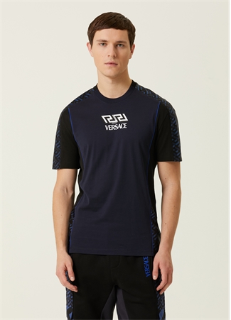 Versace Erkek Siyah Mavi Logo Desenli T-shirt M EU Versace Erkek Siyah Mavi Logo Desenli T-shirt M EU