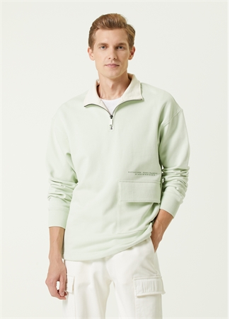 Scotch & Soda Erkek Yeşil Yakası Fermuarlı Logolu Sweatshirt S EU Scotch & Soda Erkek Yeşil Yakası Fermuarlı Logolu Sweatshirt S EU