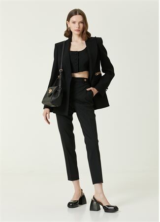 Versace Kadın Siyah Dar Paça Yün Pantolon 38 IT