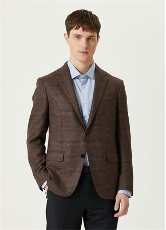 Zegna Erkek Kiremit Ekoseli Yün Ceket Kırmızı 50 It