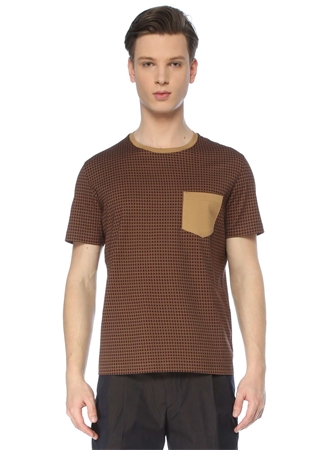 Pal Zileri Erkek Yeşil Mikro Geometrik Desenli Cepli T-shirt L EU