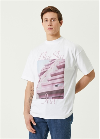 Blue Sky Inn Erkek Beyaz Logo Baskılı T-shirt S EU Blue Sky Inn Erkek Beyaz Logo Baskılı T-shirt S EU