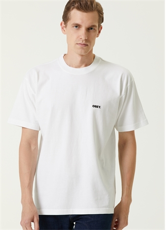 Obey Erkek Beyaz Bisiklet Yaka Logolu T-shirt S EU Obey Erkek Beyaz Bisiklet Yaka Logolu T-shirt S EU