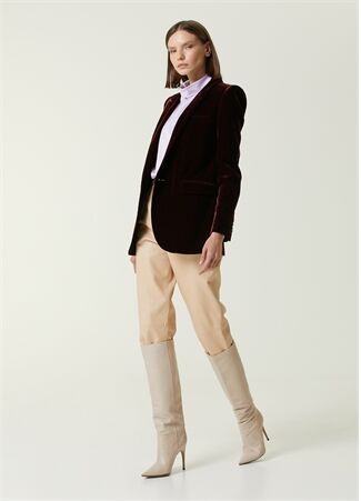 Kadın Bordo Kadife Ceket 36 IT